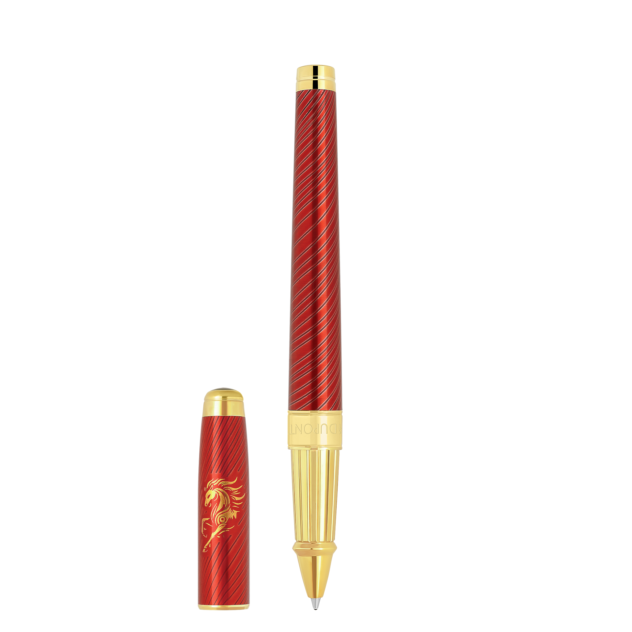 S.T. Dupont LINE D ETERNITY ROLLERBALL HORSE RED/YGD 422080L - Fourteen ...