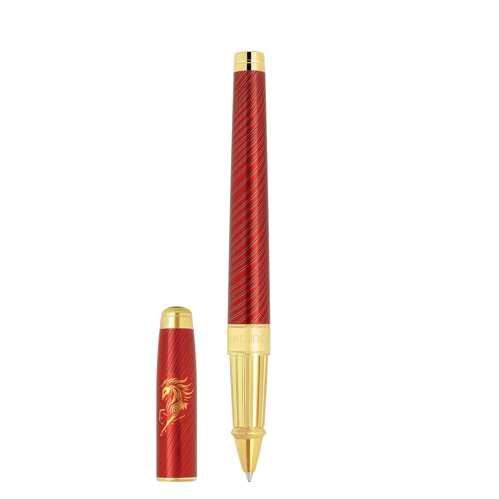 S.T. Dupont LINE D ETERNITY ROLLERBALL HORSE RED/YGD 422080L - Fourteen ...