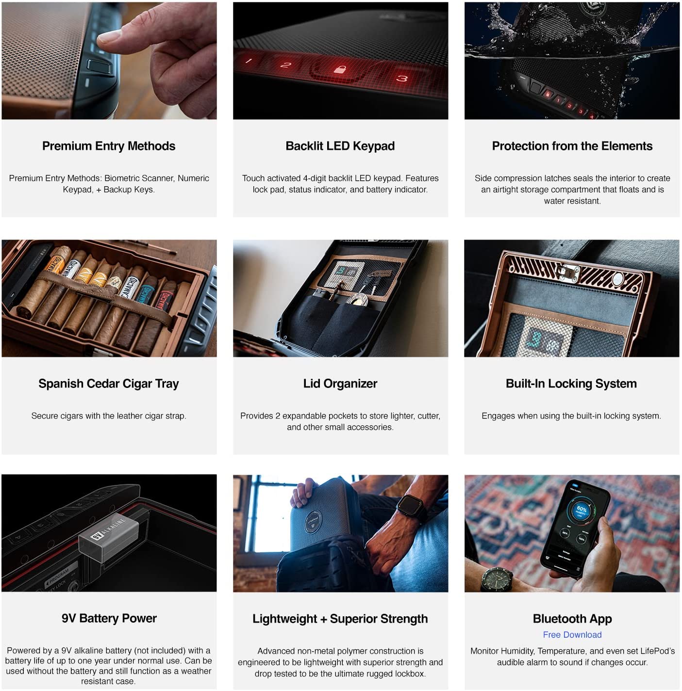 Vaultek Biometric LifePod Humidor 2.0 LH20B STEALTH BLACK - Fourteen ...